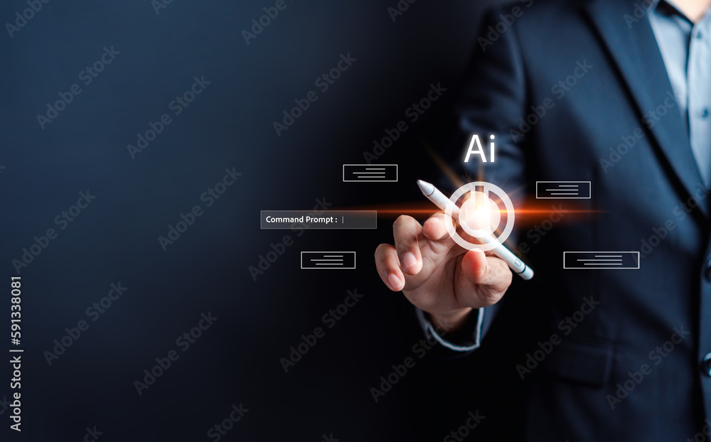 Ai Technology System. Businessman using chat bot intelligence Ai. Chat ...