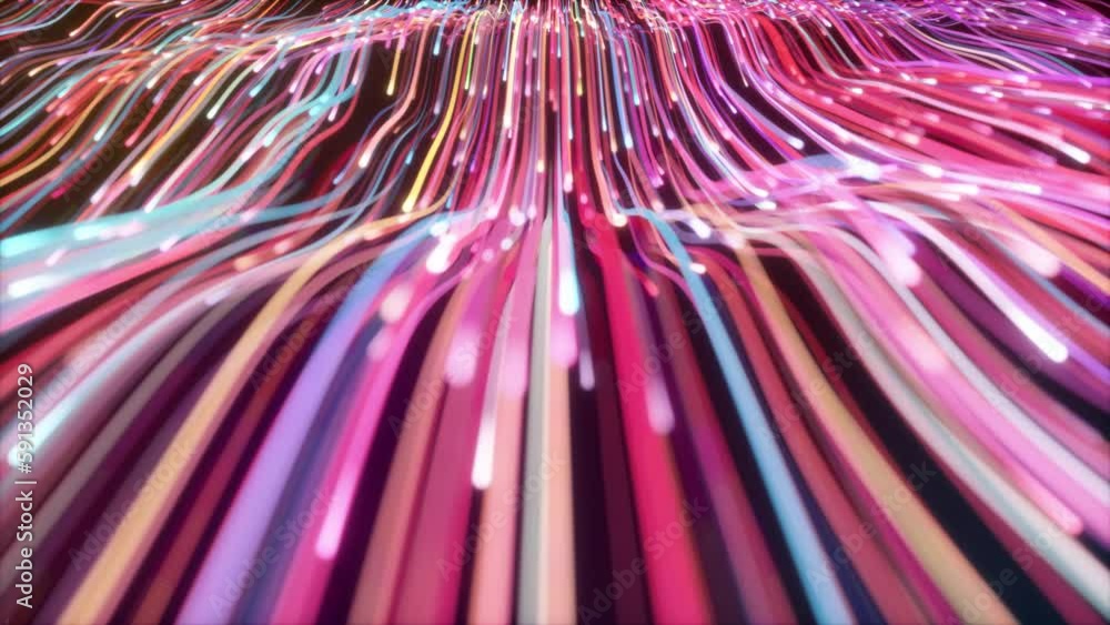 Colorful Wave Lines Flow, Elegant color light particle flow, beautiful ...