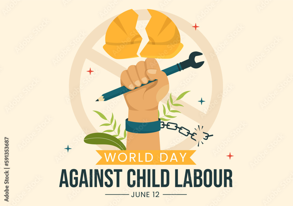 World Day Against Child Labour Illustration with Children Working for the Necessities of Life in ...