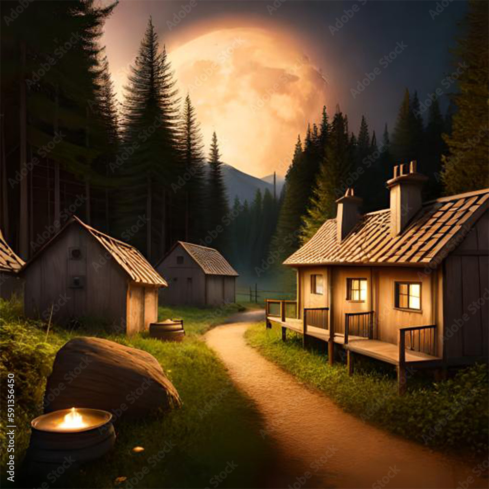 cabins in the forest, enchanted forest,woods cabin by the river with ...