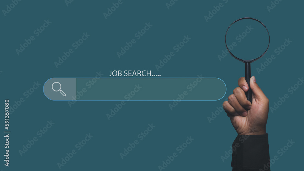 Man using magnifying glass searching Job search, find a job, job ...