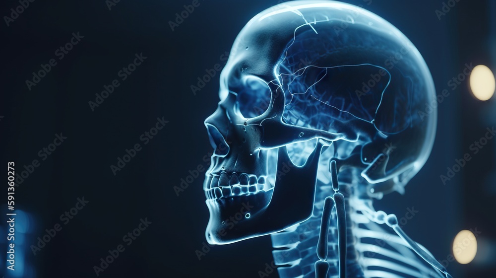 Film x-ray skull and cervical spine lateral view. Medicine radiology ...