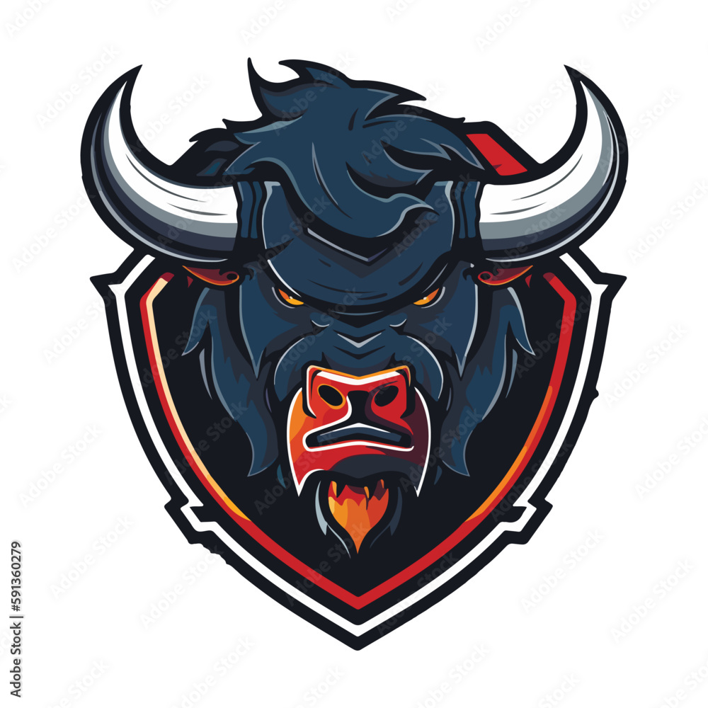 Bull mascot logo design vector with modern illustration concept style ...
