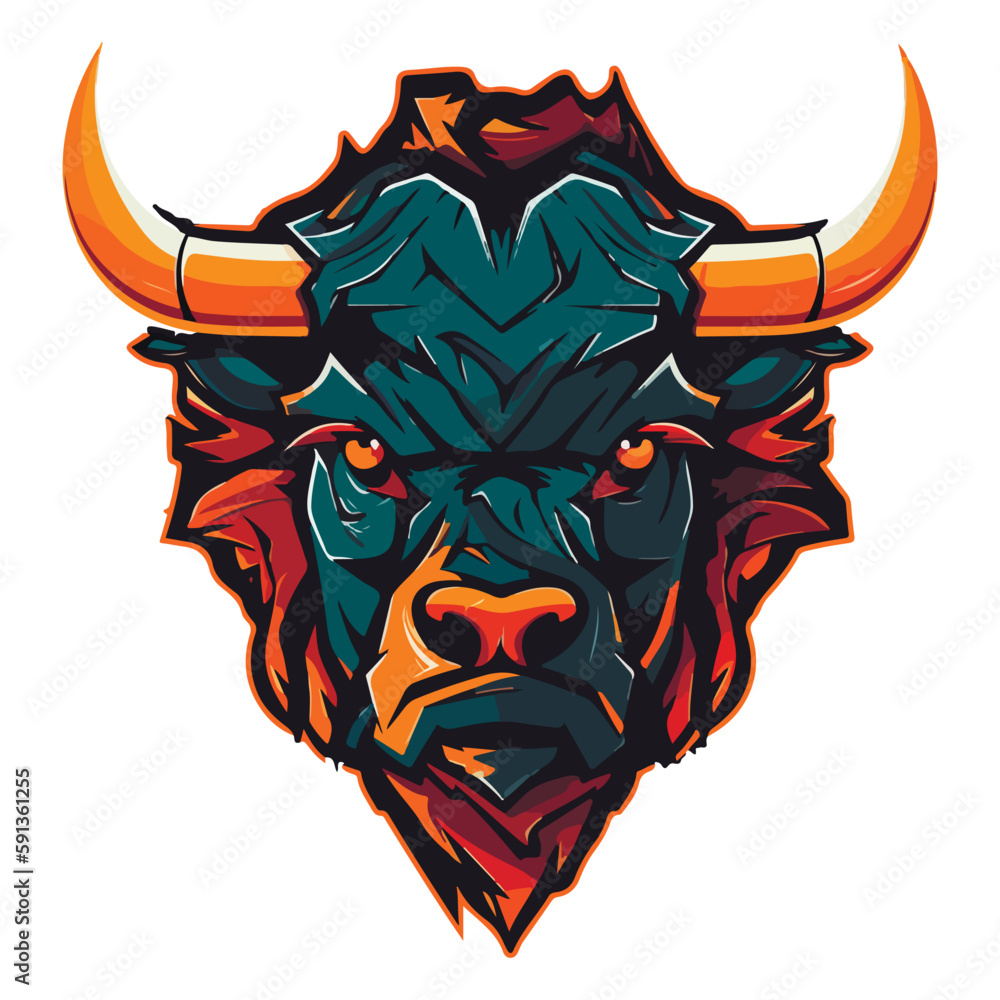 Bull mascot logo design vector with modern illustration concept style ...