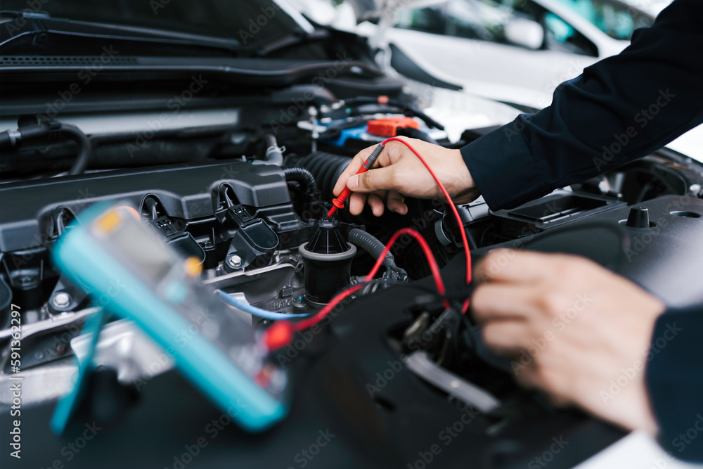Technician Hands of car mechanic working repair in auto repair Service ...