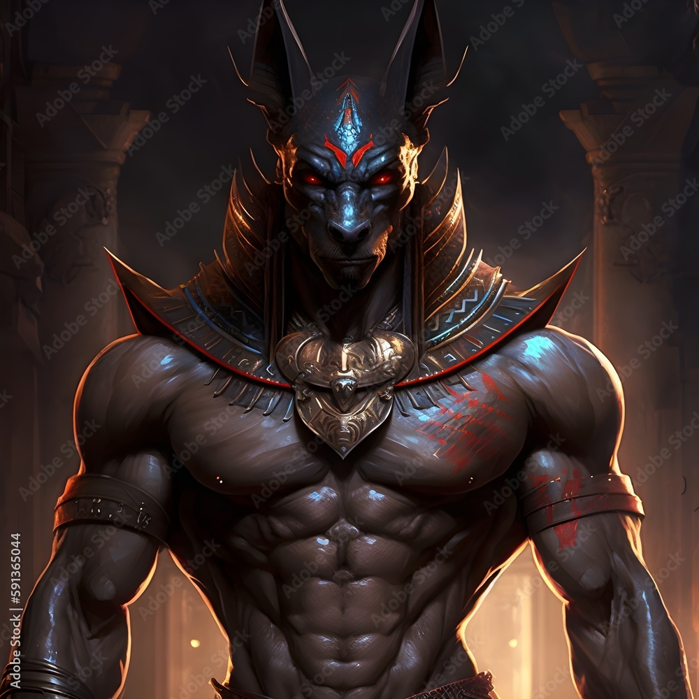 Character concept of Anubis the Egyptian god as a dungeons and dragons ...