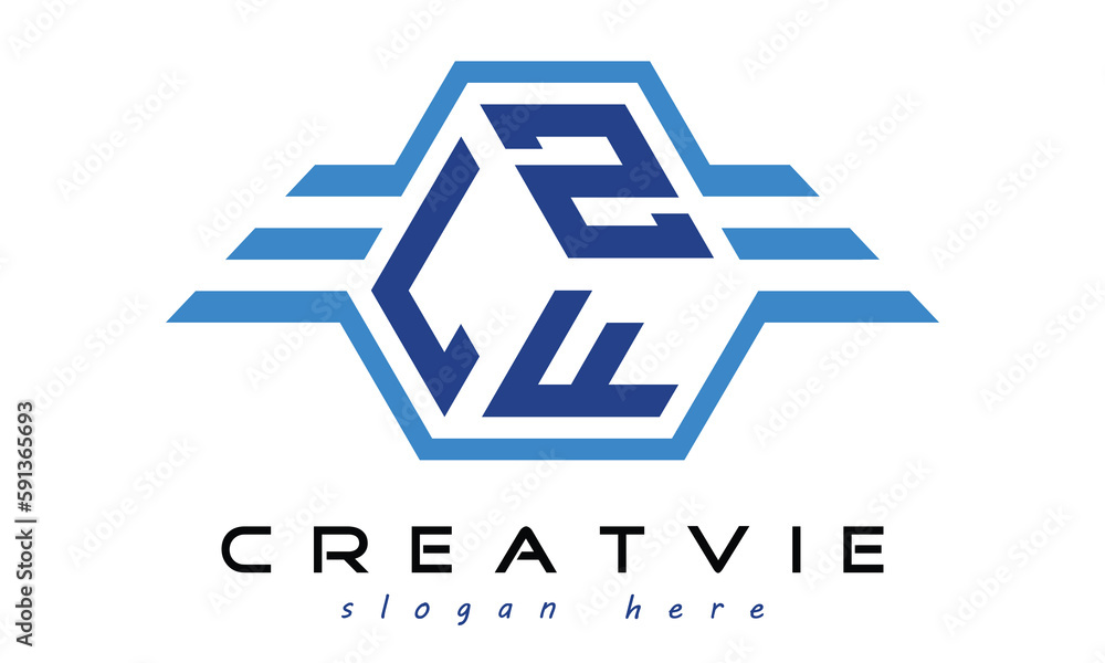 LZF three-letter geometric shape logo design vector template, isolated ...
