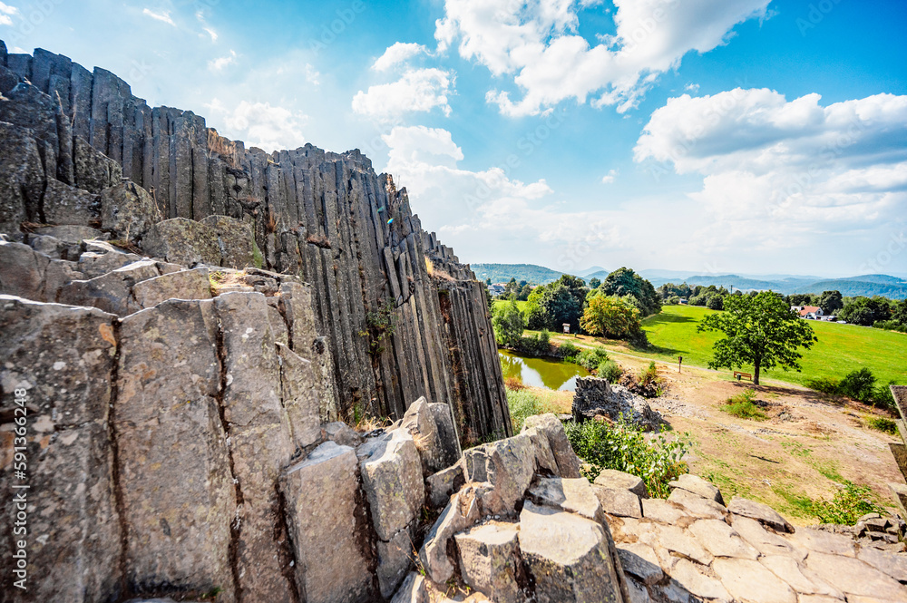 Polygonal structures of basalt columns, natural monument Panska skala ...