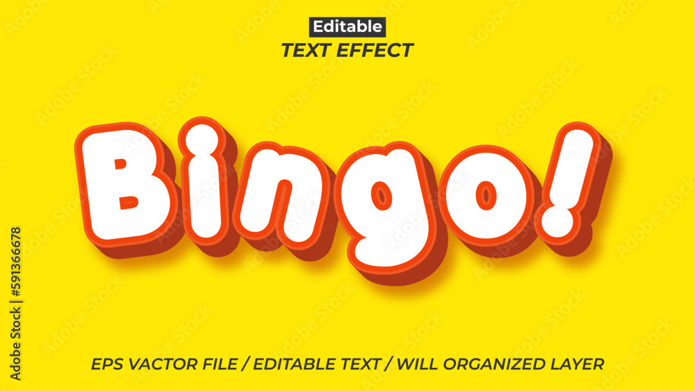 Free vector Bingo text effect editable modern lettering typography font ...