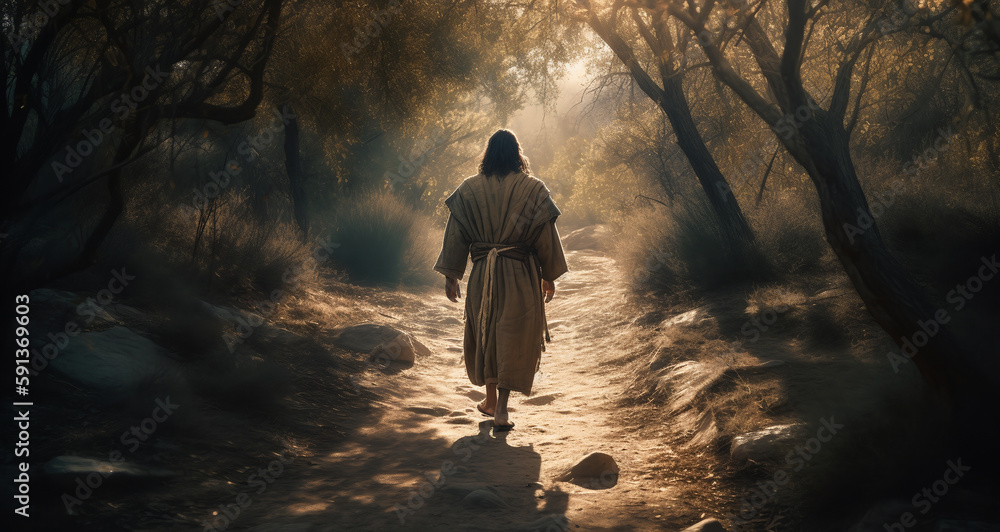 Jesus's back views Stock Illustration | Adobe Stock
