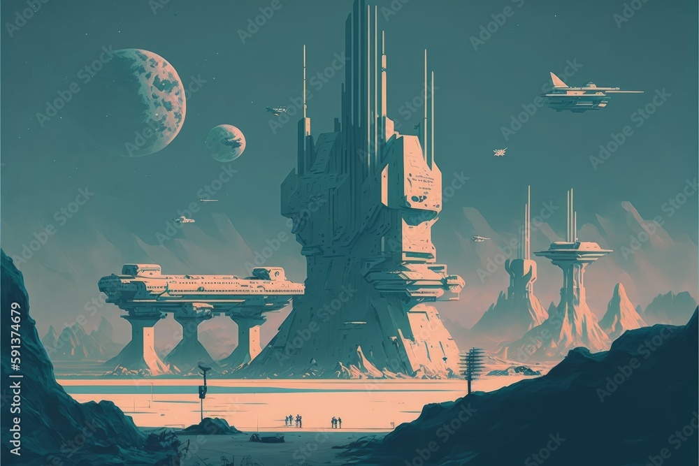 Futuristic colony on exoplanet with colossal constructions depicted in ...