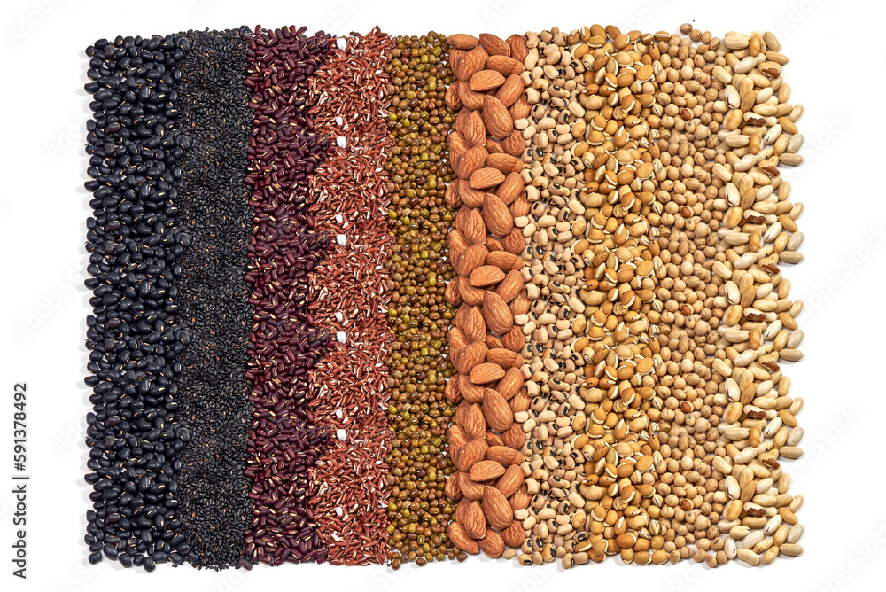 cereal, beans, kala til, black seasame, black beans, fava beans, brown ...