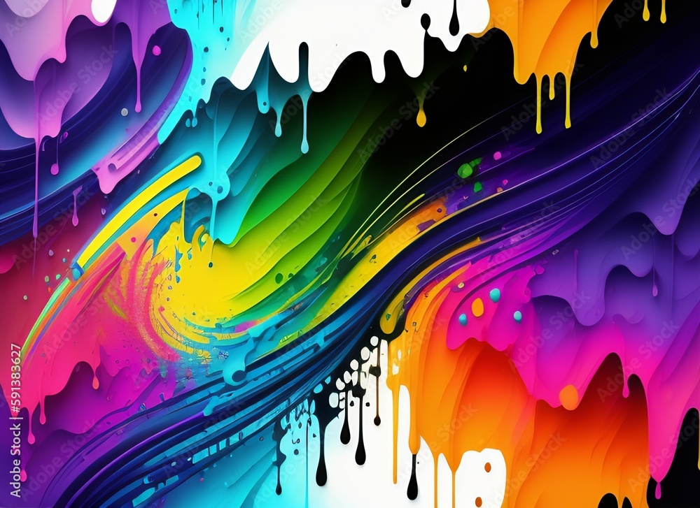 graffiti background dripping paint, spray paint, many colors watercolor ...