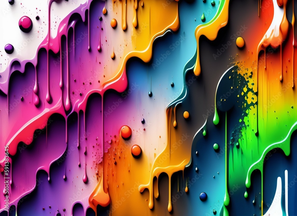 graffiti background dripping paint, spray paint, many colors watercolor ...