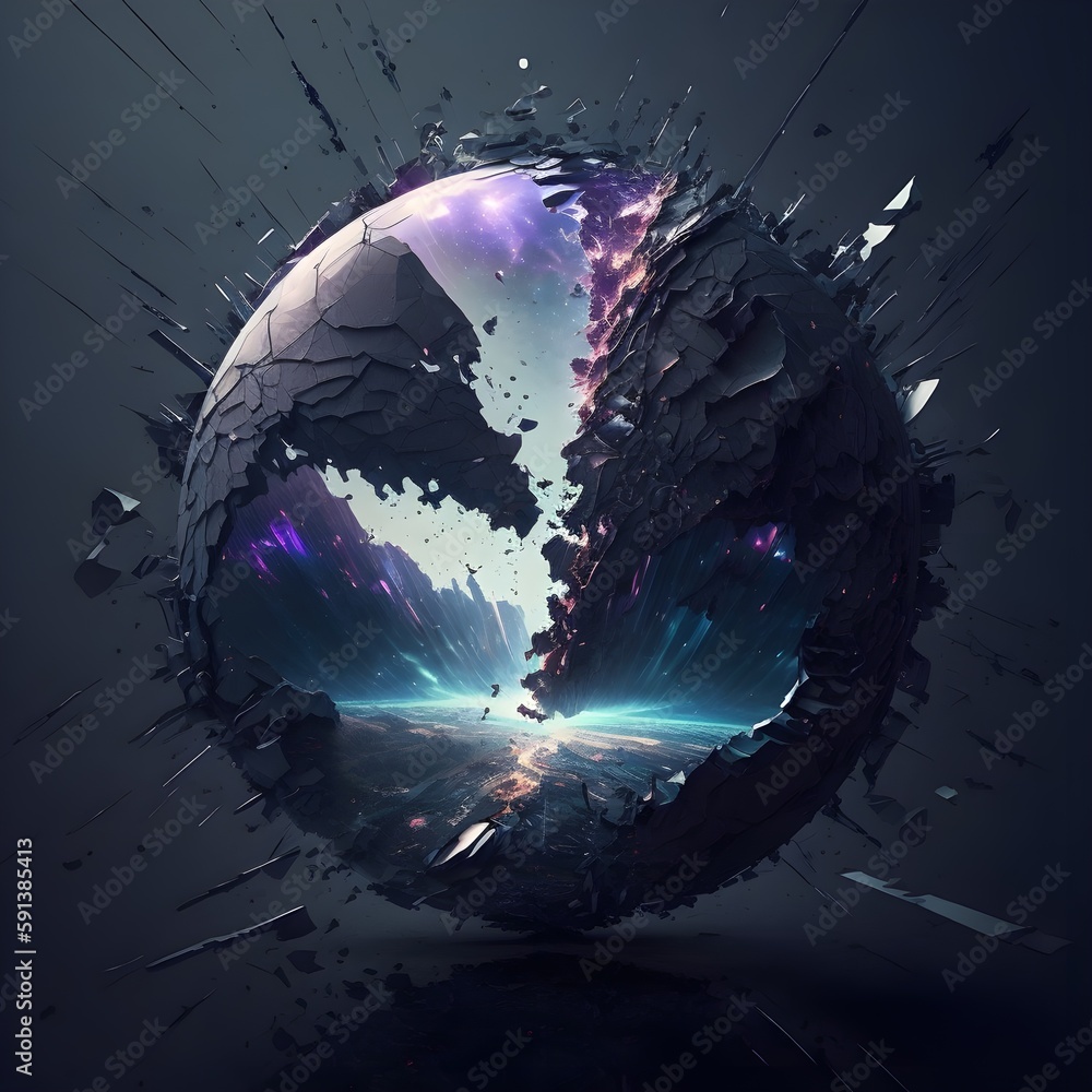 void background void enviroment full size planet that is shattered ar ...