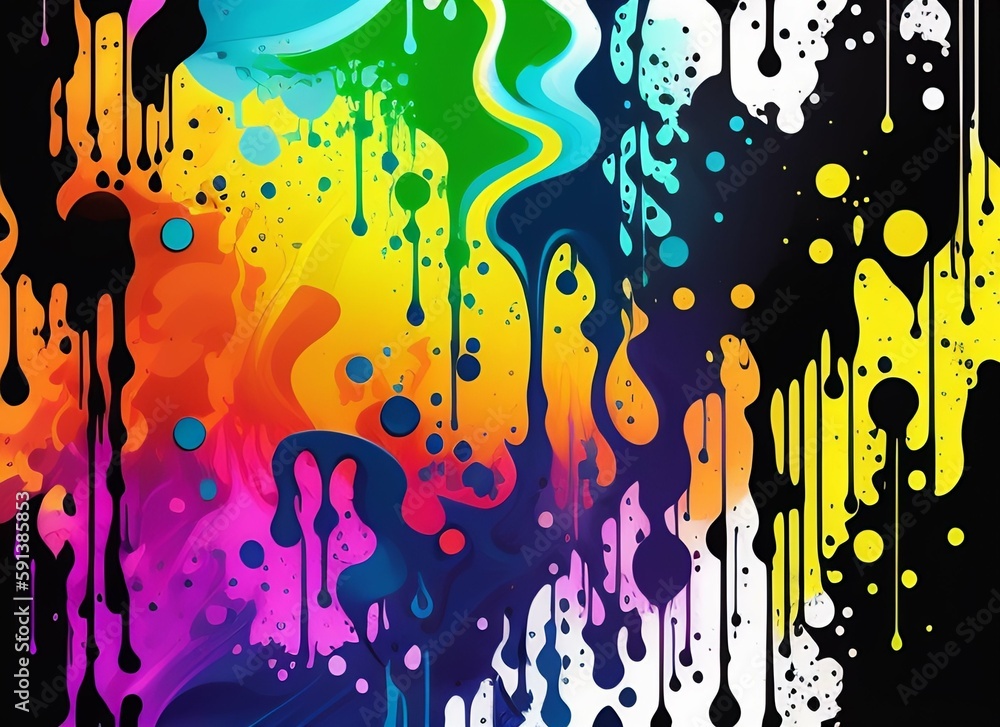 graffiti background dripping paint, spray paint, many colors watercolor ...