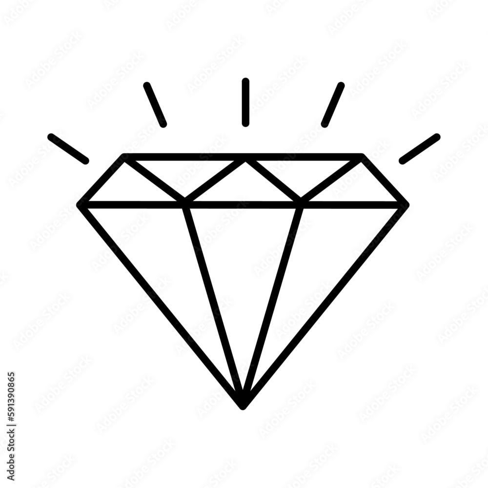 Diamond finance icons with black outline style. business, flat, gift ...