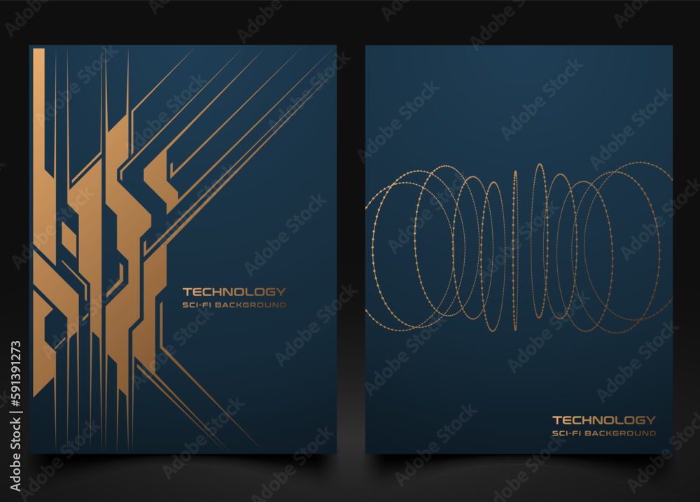 Abstract navy blue background luxury tech cover set. Futuristic style ...