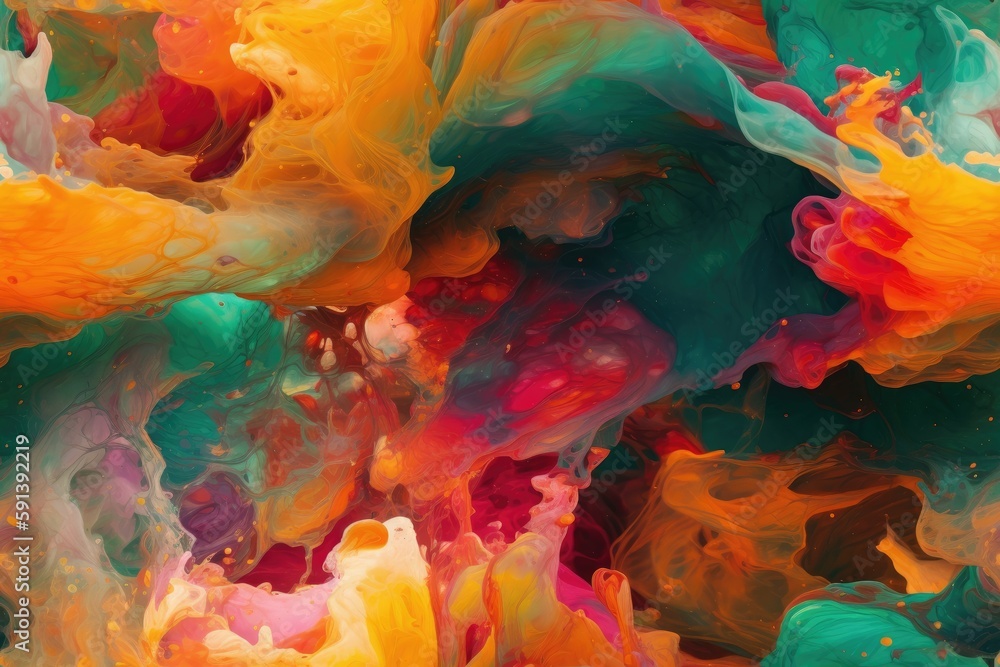 Colorful Exploding Clouds of Color Underwater Oil Colors Seamless ...