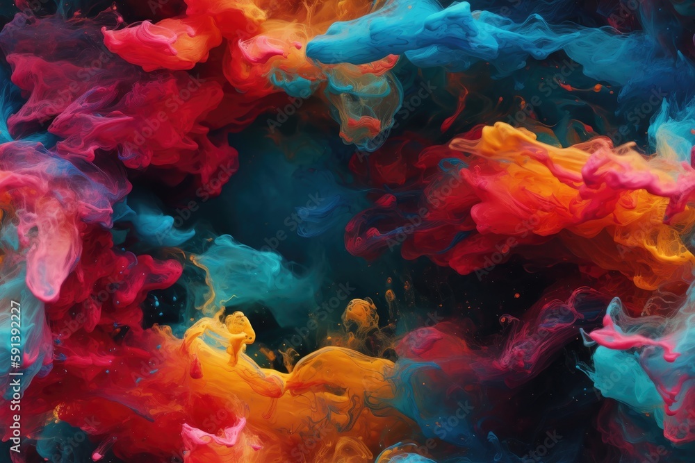 Colorful Exploding Clouds of Color Underwater Oil Colors Seamless ...