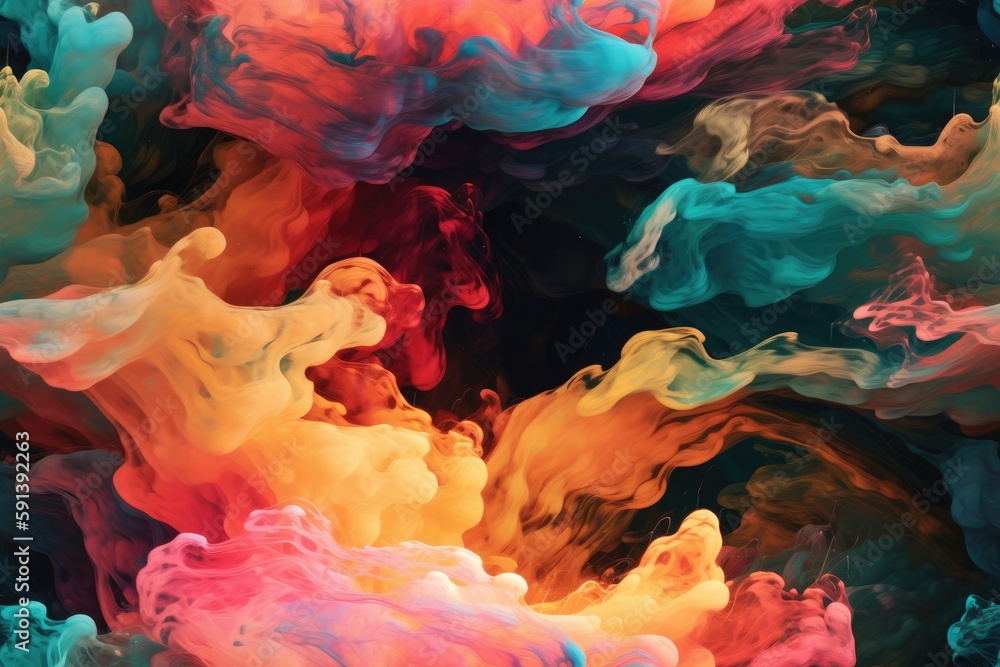 Colorful Exploding Clouds of Color Underwater Oil Colors Seamless ...