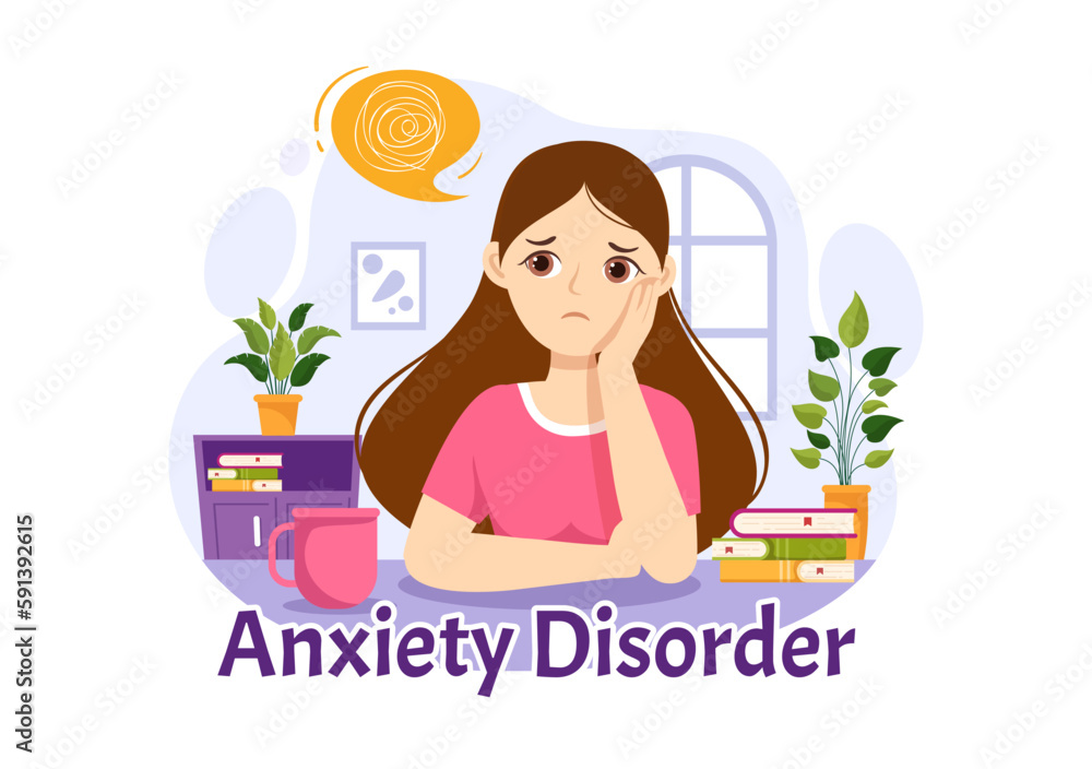 Anxiety Disorder Illustration with Frustrated Person, Nervous Problem ...