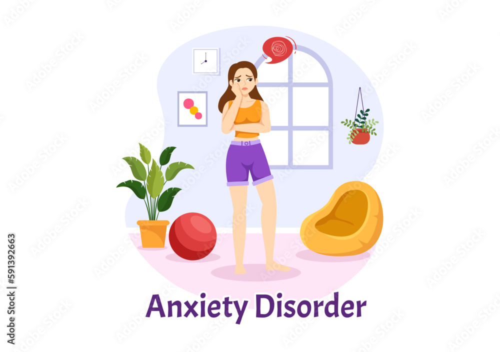 Anxiety Disorder Illustration with Frustrated Person, Nervous Problem and Confusion in Flat ...