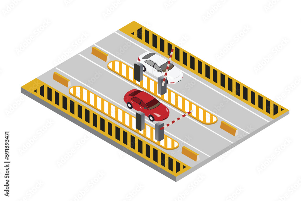 Car Parking Gate, A car arrives at the entrance and exit terminal ...