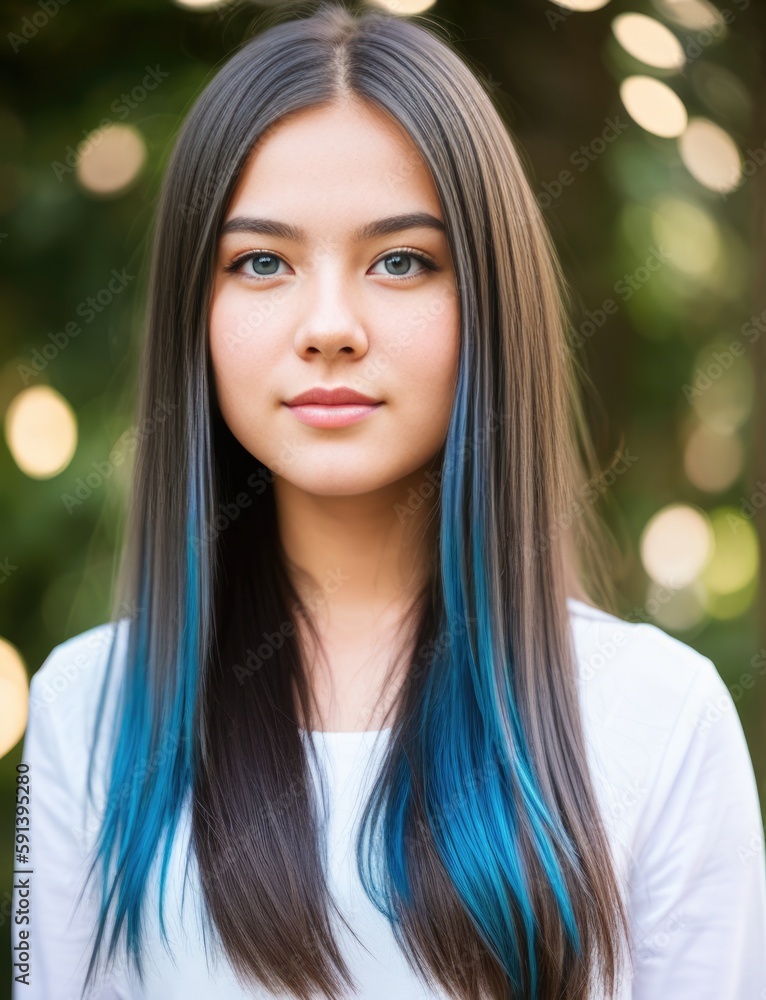 Beautiful teen model girl dressed in a short skirt. Generative AI Stock Illustration | Adobe Stock