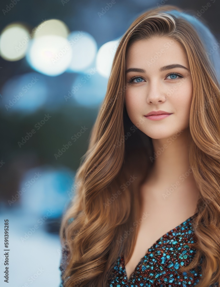 Beautiful teen model girl dressed in a short skirt. Generative AI Stock Illustration | Adobe Stock