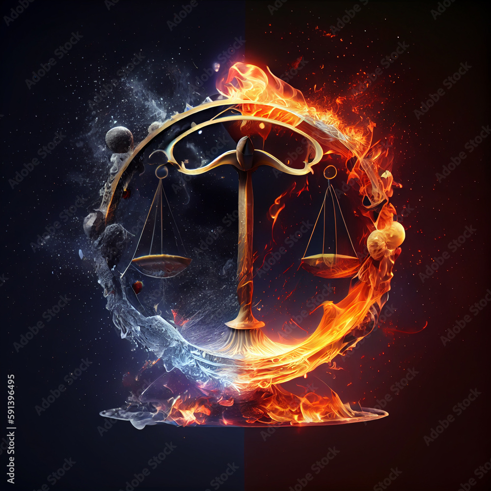 The zodiac sign Libra of is in a fiery environment, fire and energy ...