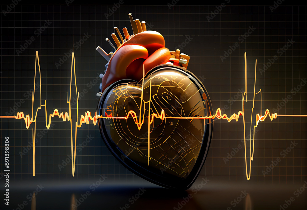 A heart rate monitor displaying a person's heart rate, with a line ...