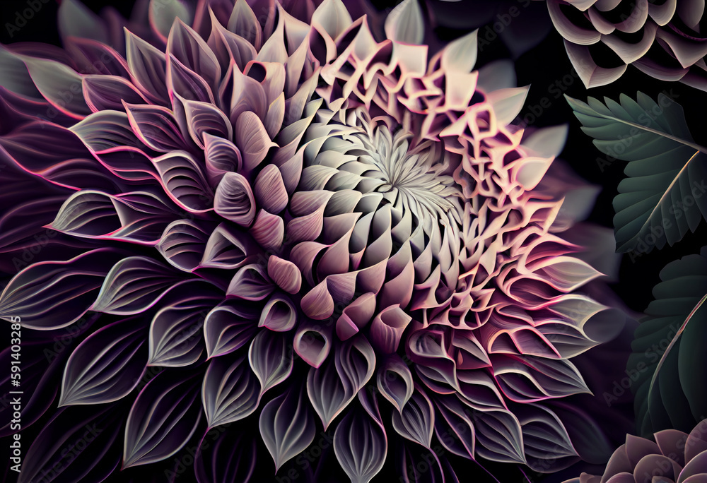 A complex, multi-layered pattern of interlocking shapes that resembles ...