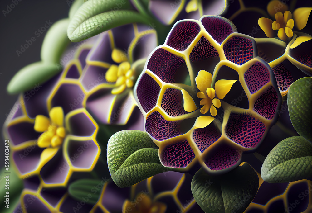 A complex, multi-layered pattern of interlocking shapes that resembles ...