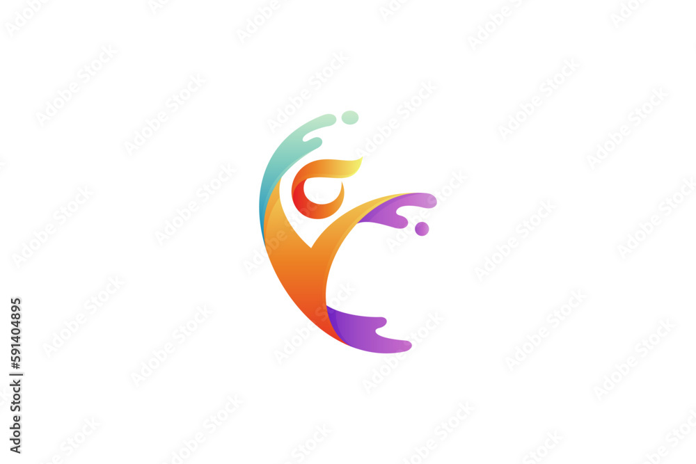 Abstract people logo with water splash effect Stock Vector | Adobe Stock