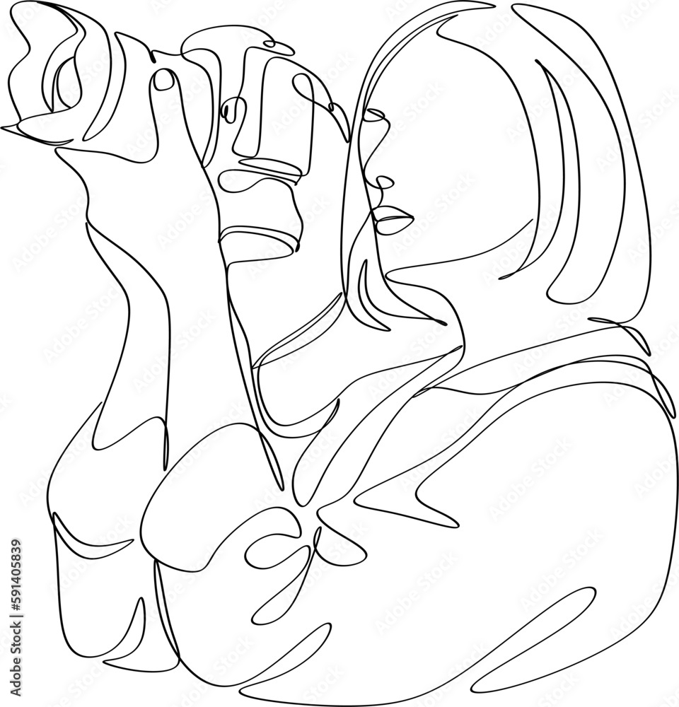 Single one line drawing photographer of paparazzi taking photo with ...