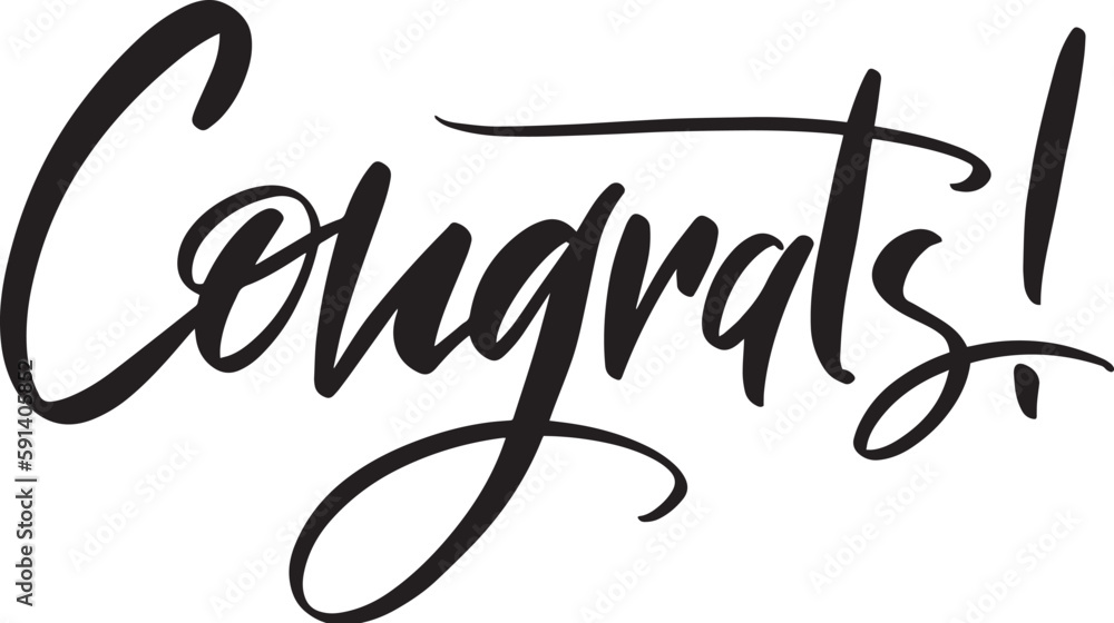Congrats lettering. Handwritten modern calligraphy, brush painted ...