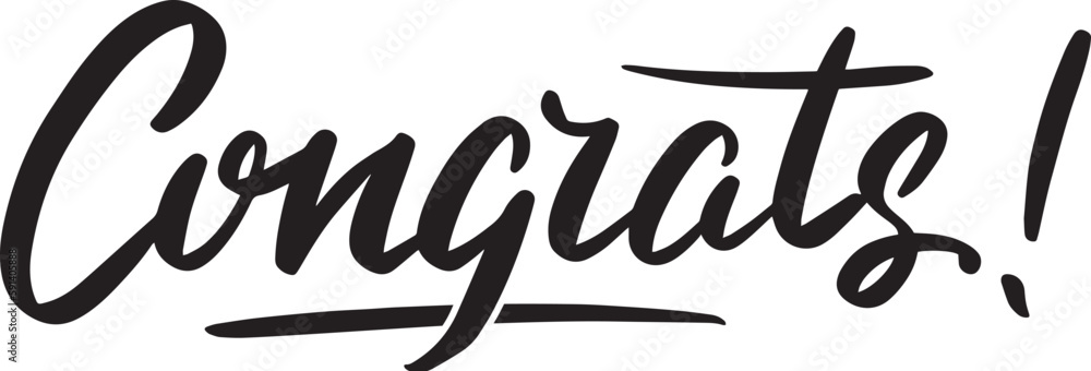 Congrats lettering. Handwritten modern calligraphy, brush painted ...