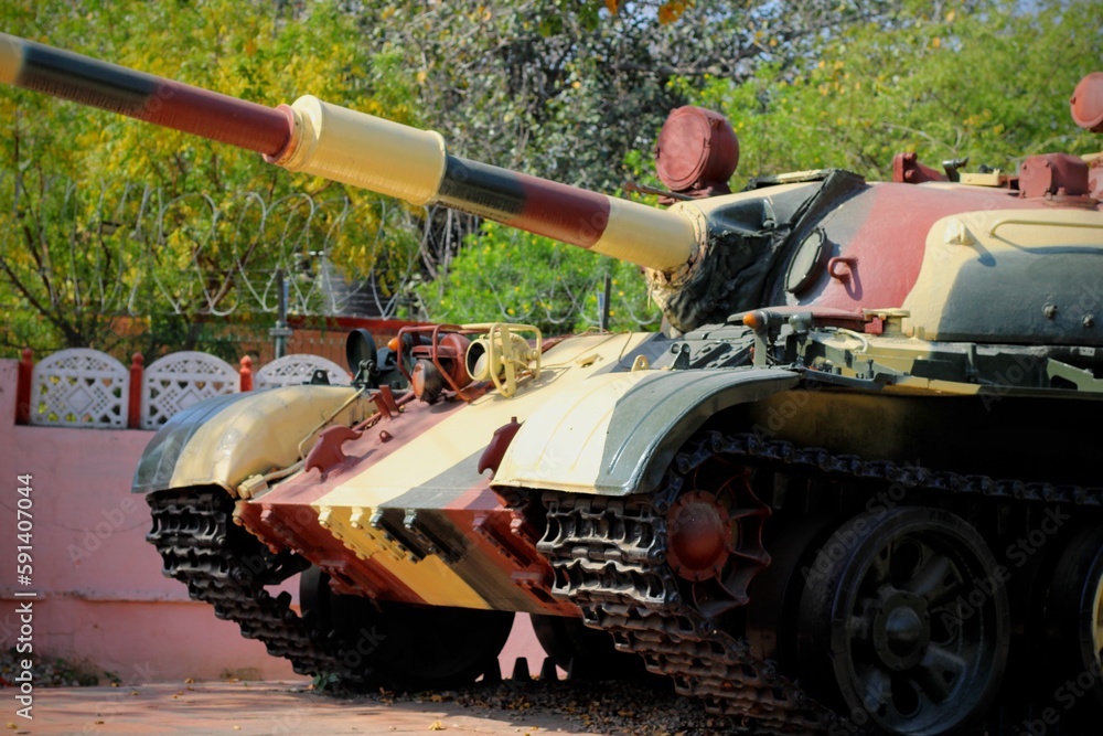 An Indian Army Battle Tank is showcased outside Stock Photo | Adobe Stock