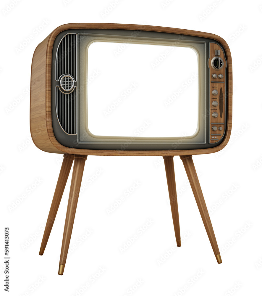 Retro analogue tv isolated on transparent background. 3D illustration ...