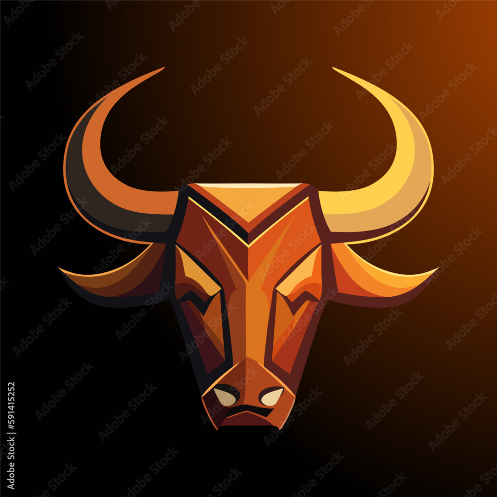 Bull head logo design. Abstract drawing bull face. Cute bull face with ...