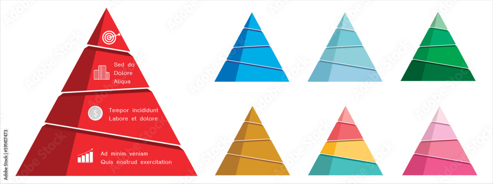 Business and Marketing Concepts, Vector Set of Steps of Pyramid Diagram ...