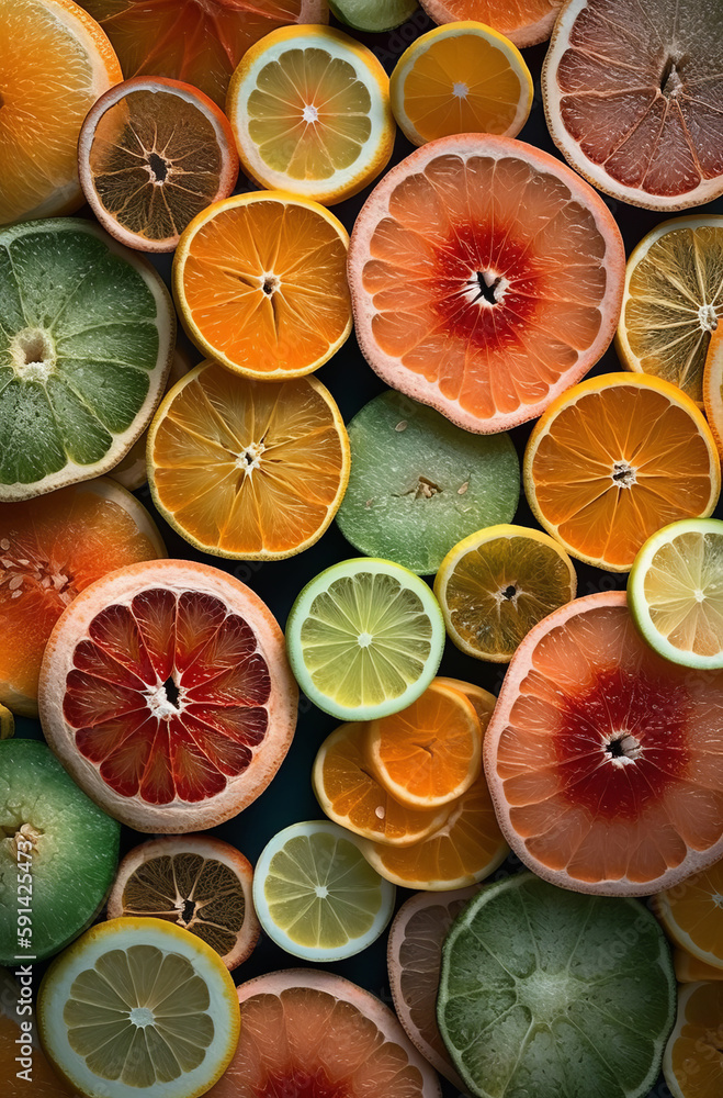 citrus slices for the whole week, light yellow and light red, light ...