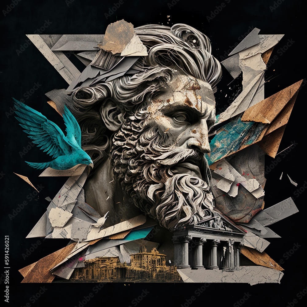 zeus, collage art by Alex Lorenzo, behance contest winner, eclectic ...