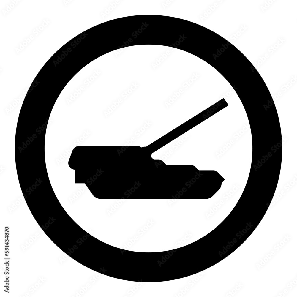 Self-propelled howitzer artillery system icon in circle round black ...
