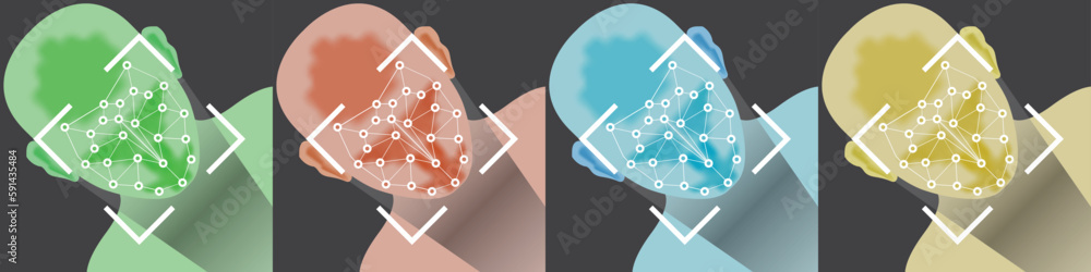 Biometric face recognition and verification scan, identification ...