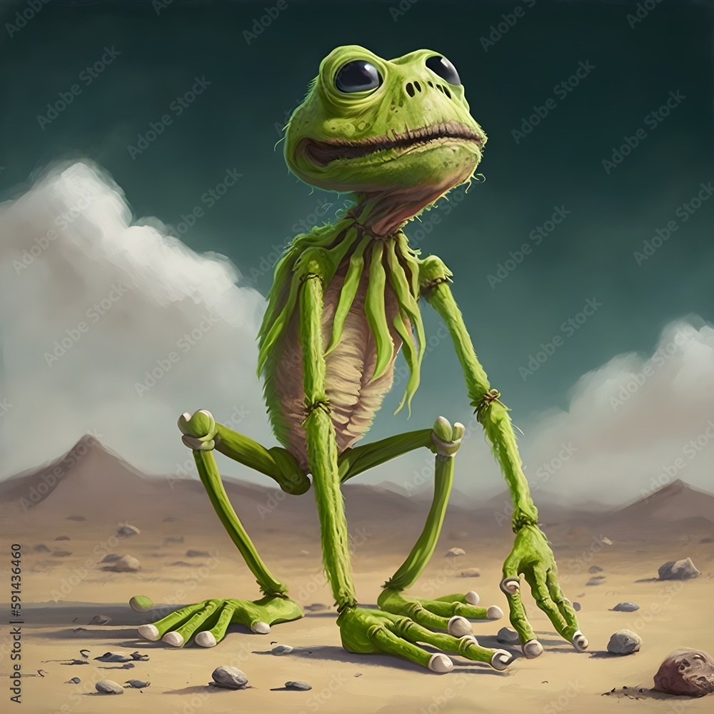 kermit the frog stood up with long boney legs and knubbly knees fantasy ...