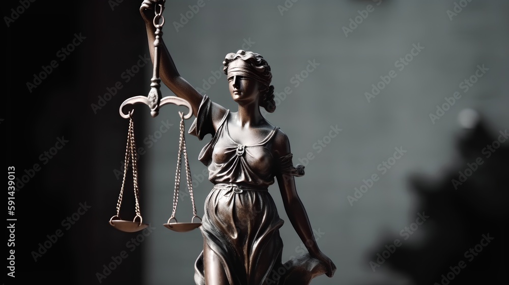 Themis statue, symbol of law and justice, holding scales and ...