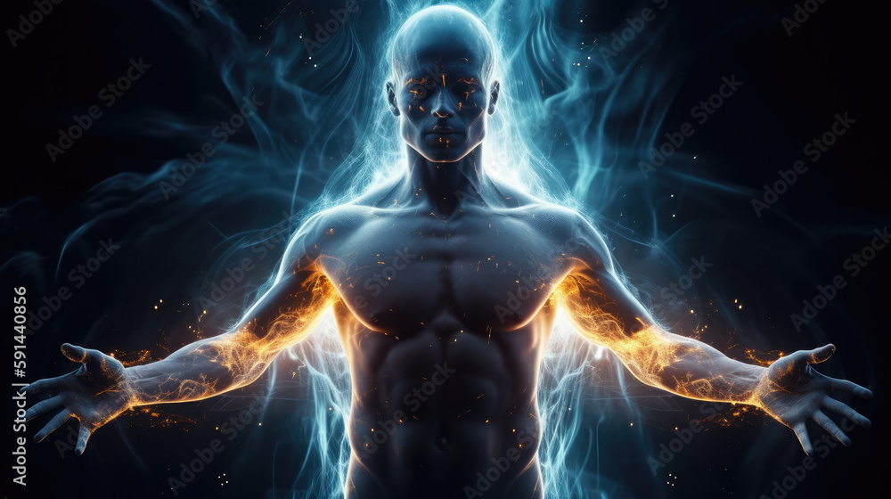 pranic energy flowing through the human body - by generative ai Stock ...