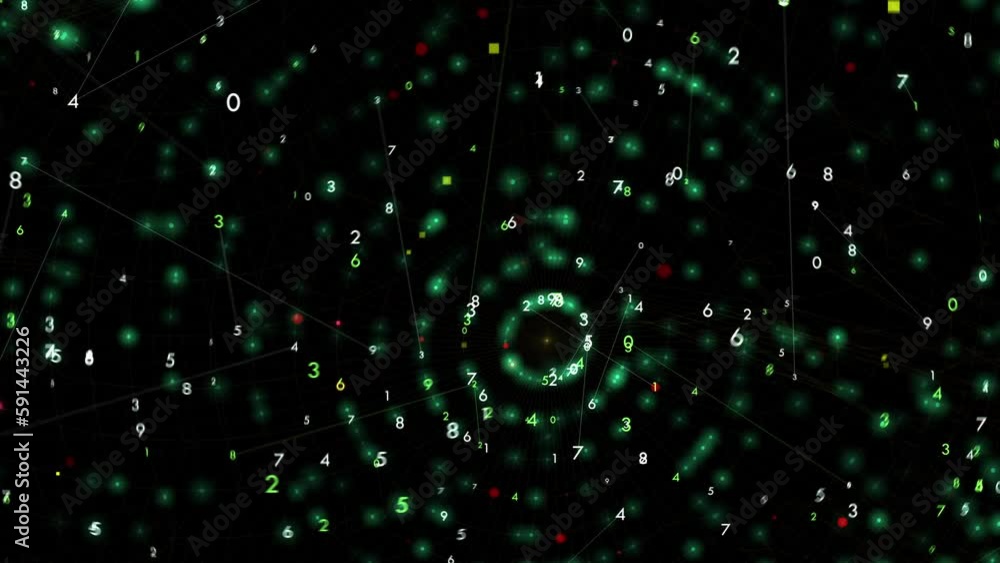 Abstract rotating futuristic technological globe made of numbers ...